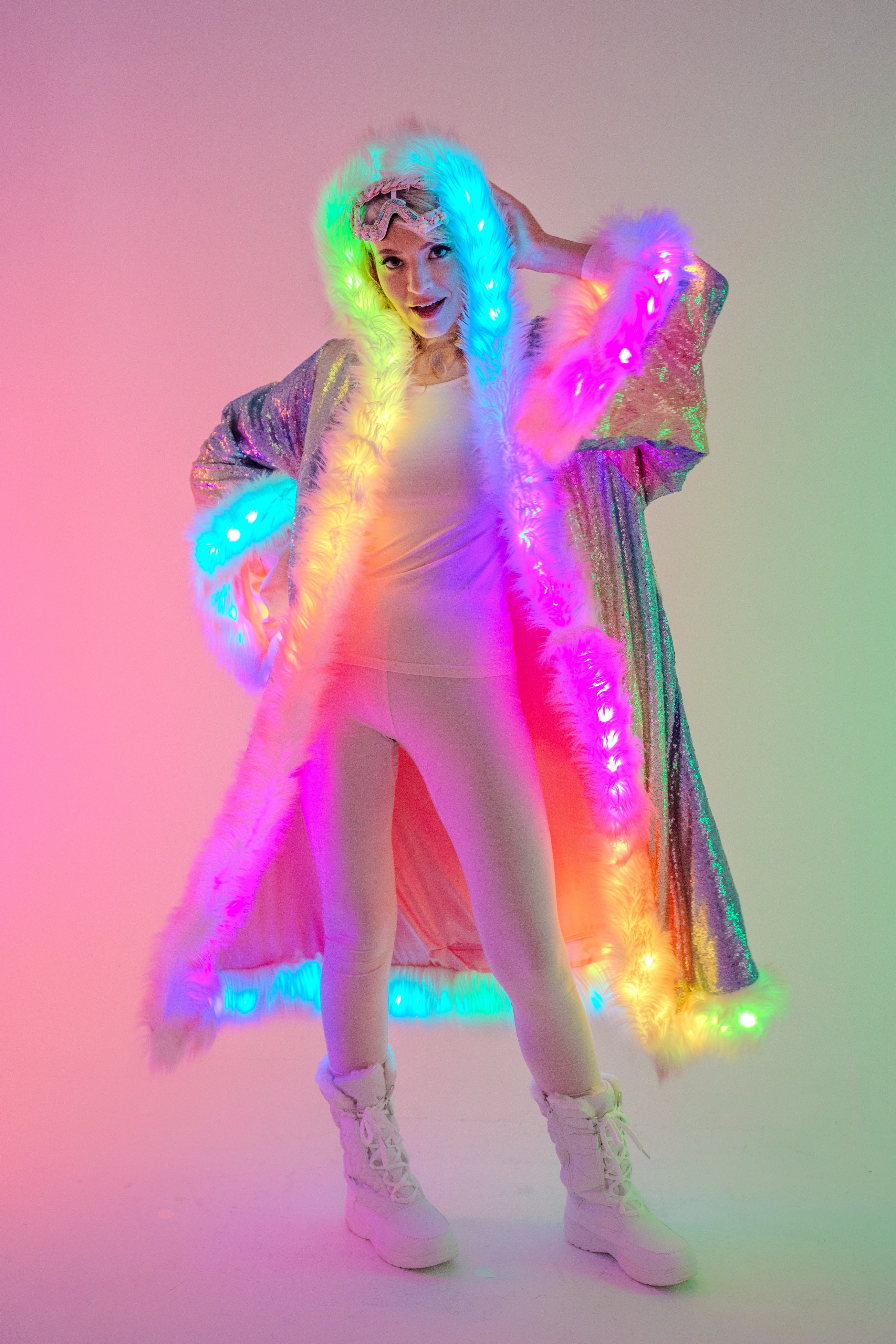 LED Tiny Twinkle Sequin Kimono in "Glitz & Glam Rainbow" | FURROCIOUS FURR – Furrocious Furr