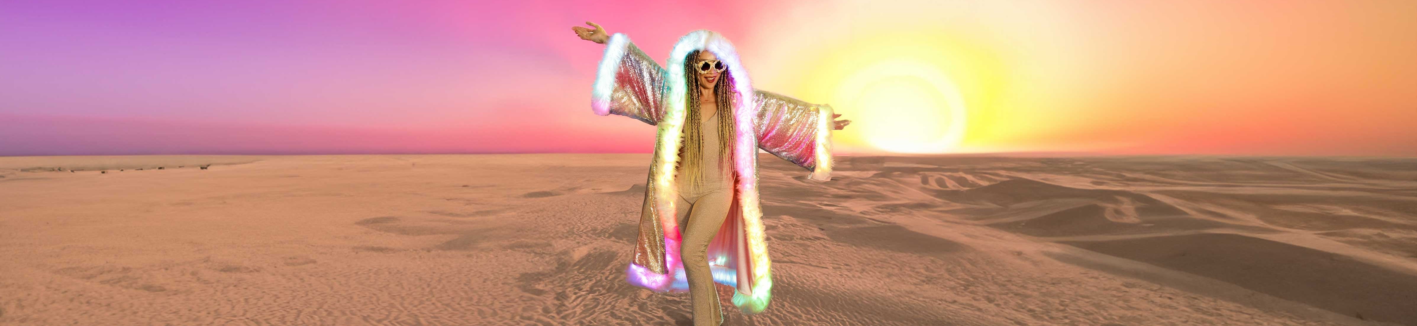 Women’s LED Festival Kimonos | Burning Man Outfits & Faux Fur ...