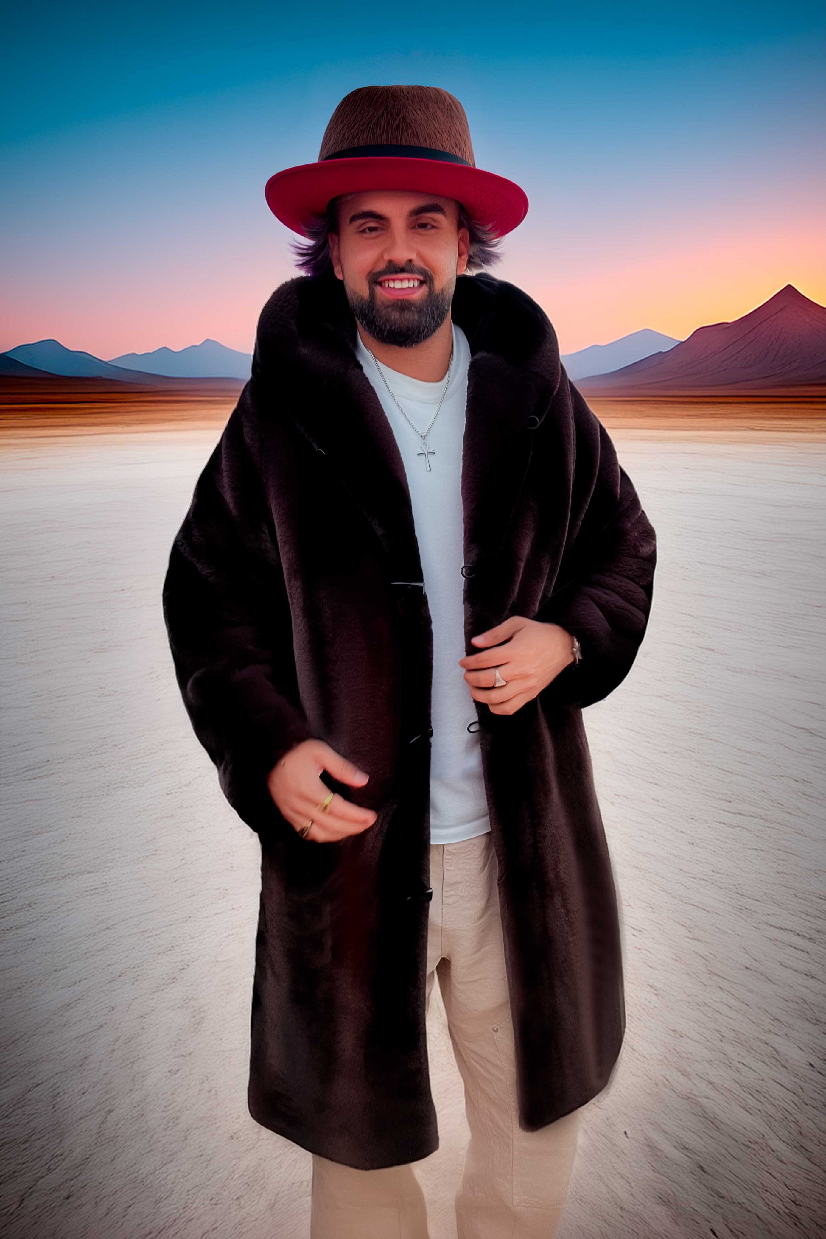 Men's Faux Fur Hooded Playa Coat in "Denver Bear" – Furrocious Furr