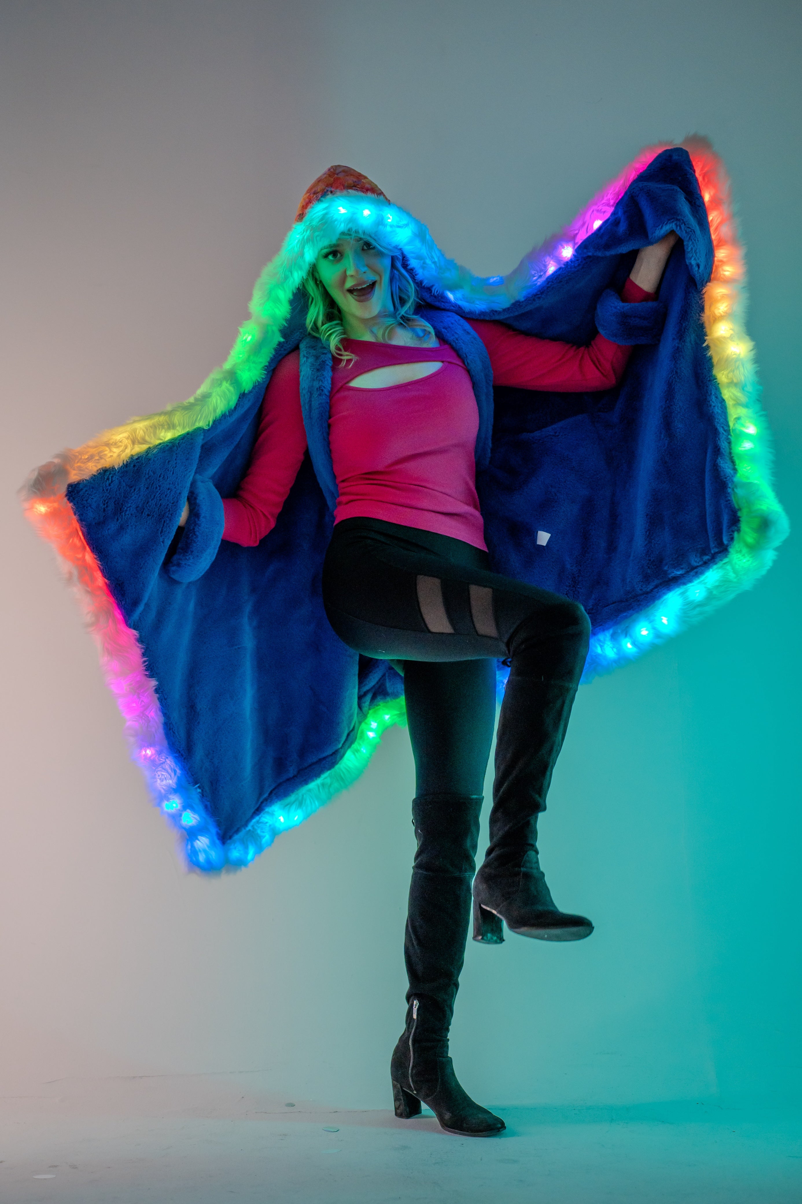 Women's LED Faux Fur Vest in "White" Faux Fur for Burning Man ...