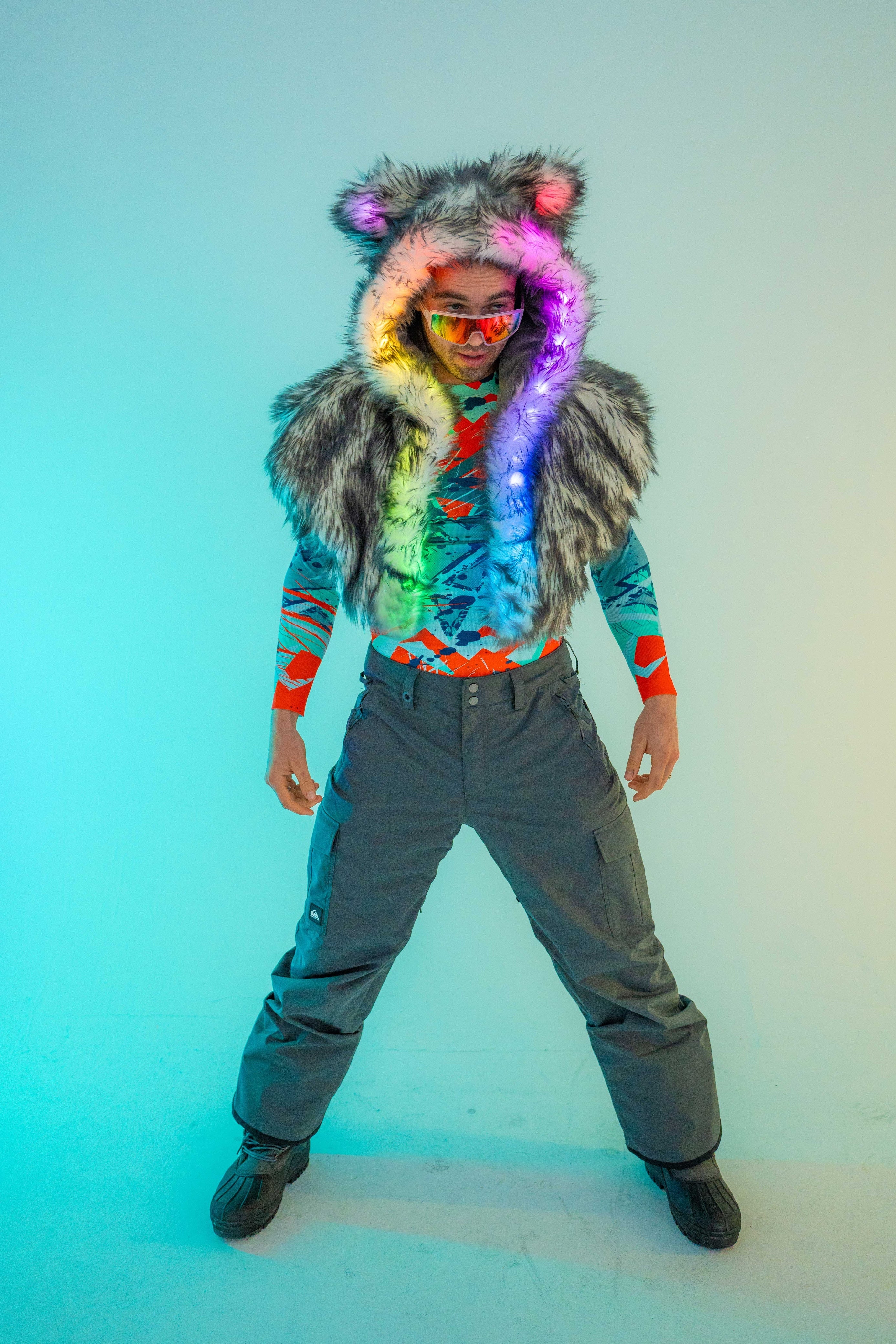 Unisex LED Wolf Hood in "Just The Tip-Gray" – Furrocious Furr