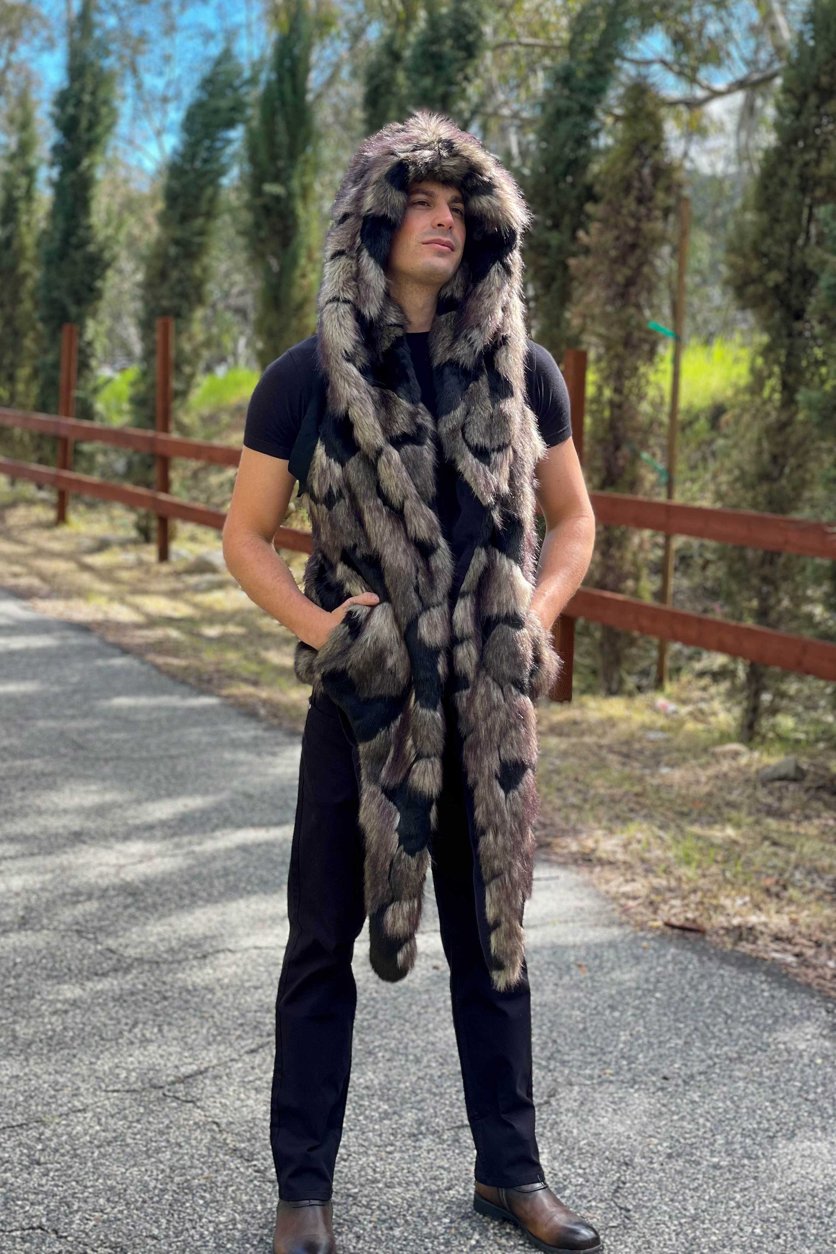 LUXURY FAUX FUR MEN' S VESTS Bandersnatch black brown | Furrocious Furr