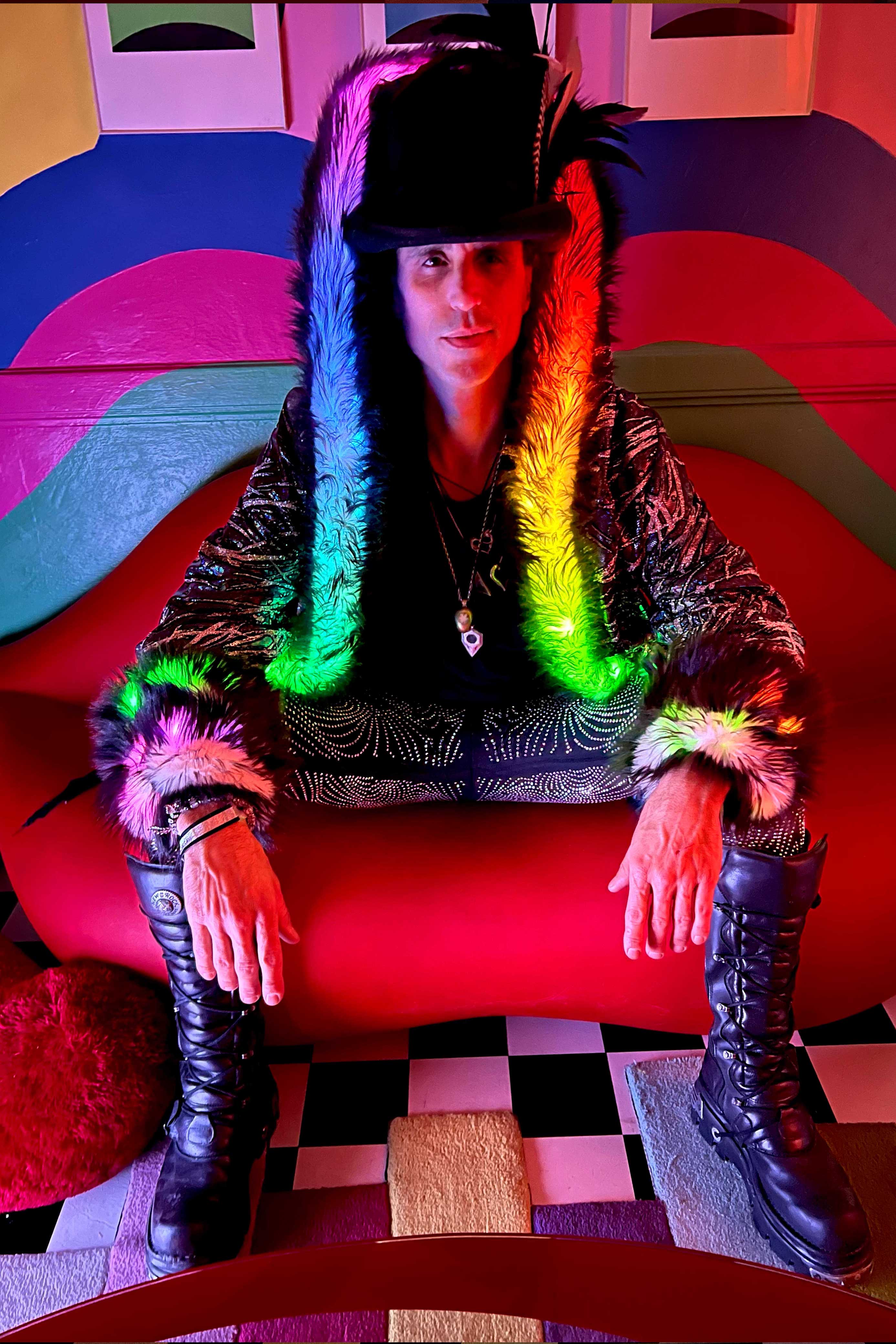 led faux fur festival coat for men | Furrocious Furr