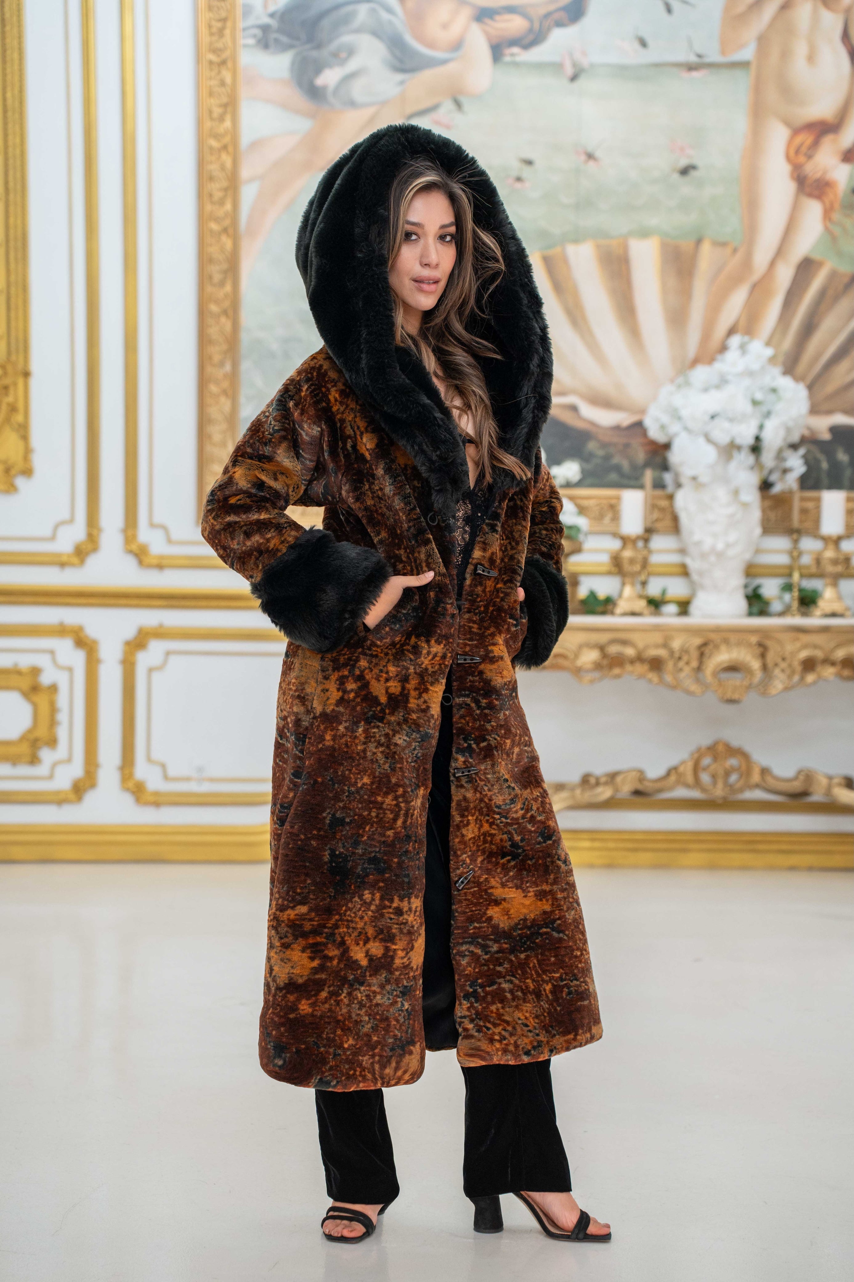 Women's Faux Fur Desert Warrior Coat in "Tiger Queen" – Furrocious Furr