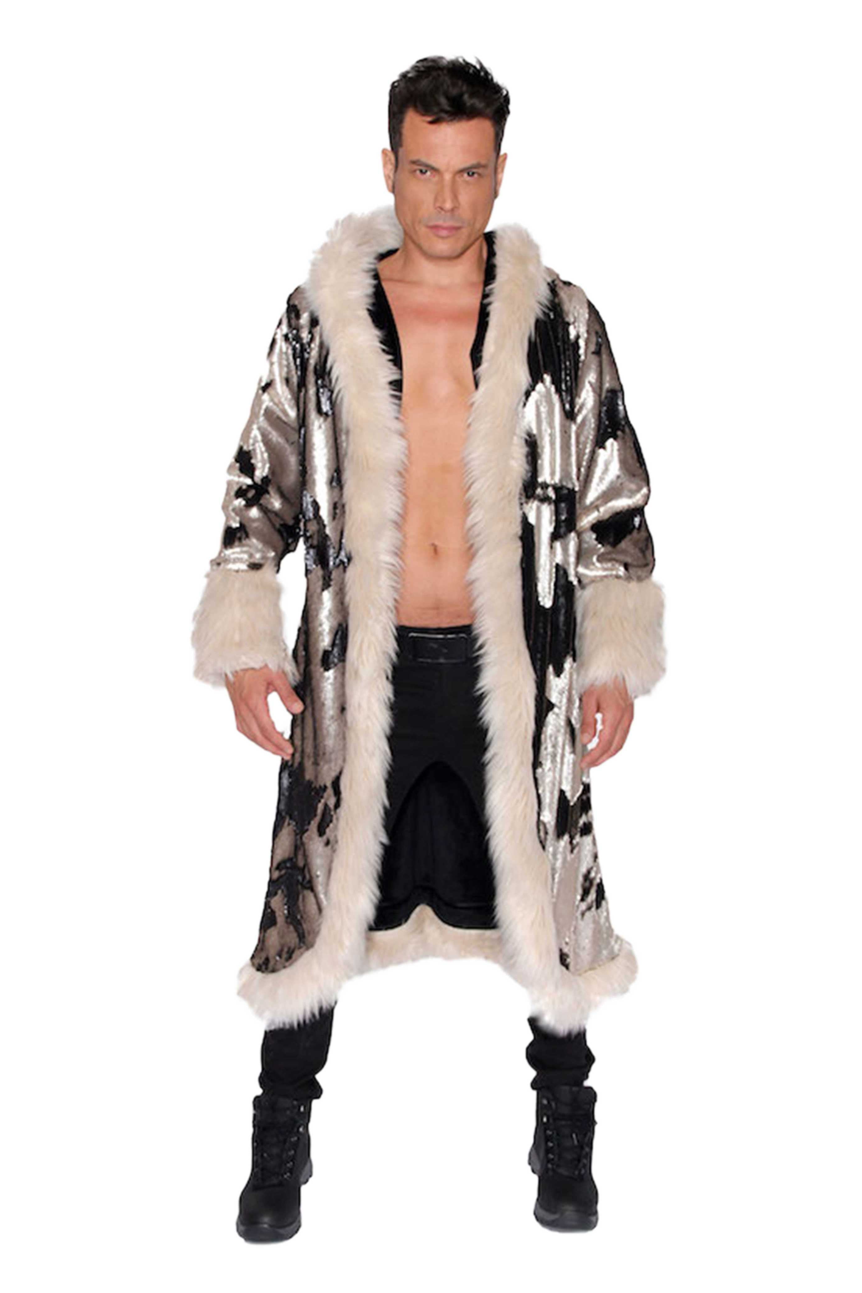 burning man men's LED sequin faux fur coats | Furrocious Furr